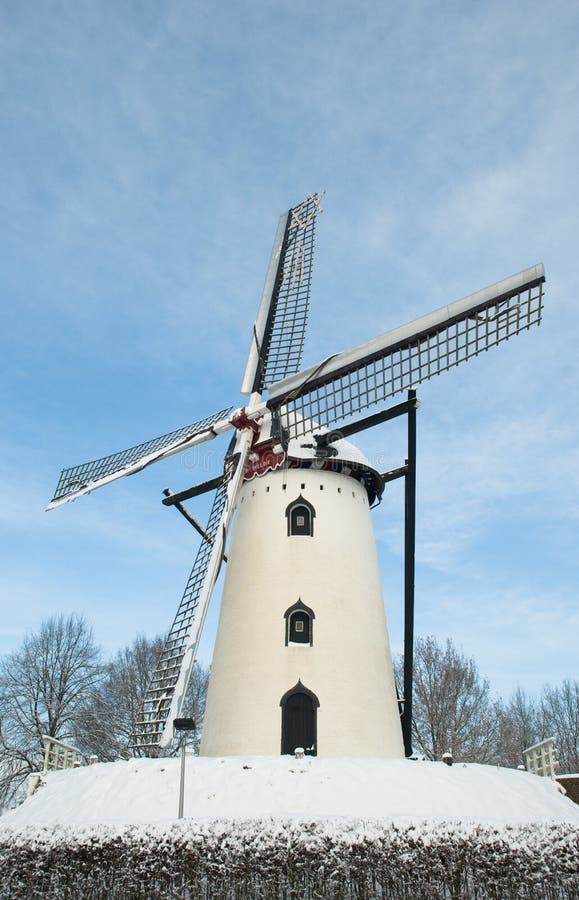 Windmill in a Snowstorm editorial stock image. Image of elmhurst - 62767884
