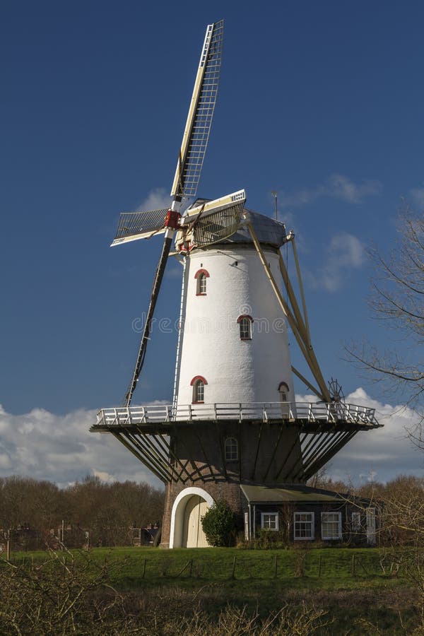 White windmill in Veere stock image. Image of architecture - 79742971