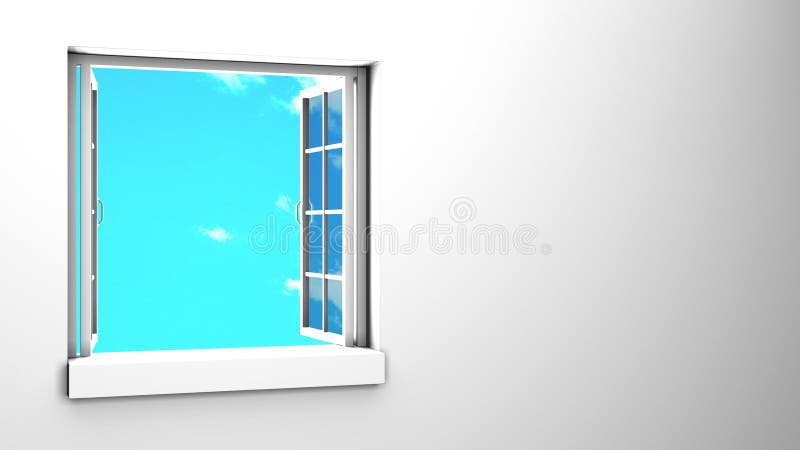 White Window with Blue Sky. Stock Illustration - Illustration of room ...