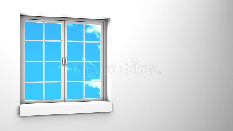 White Window with Blue Sky. Stock Illustration - Illustration of white ...