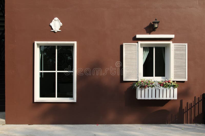 White window stock image. Image of brown, facade, home - 54890325