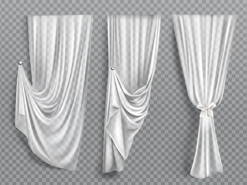 White Window Curtains on Transparent Background Stock Vector ...