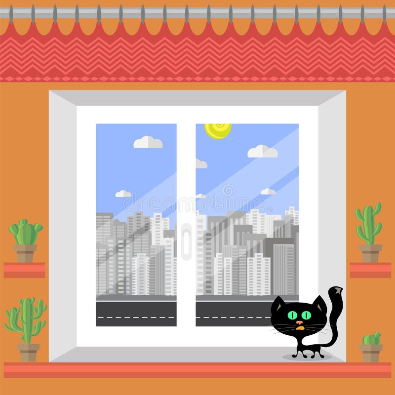 Cat Cartoon Front Window Vector Stock Illustrations – 160 Cat Cartoon ...