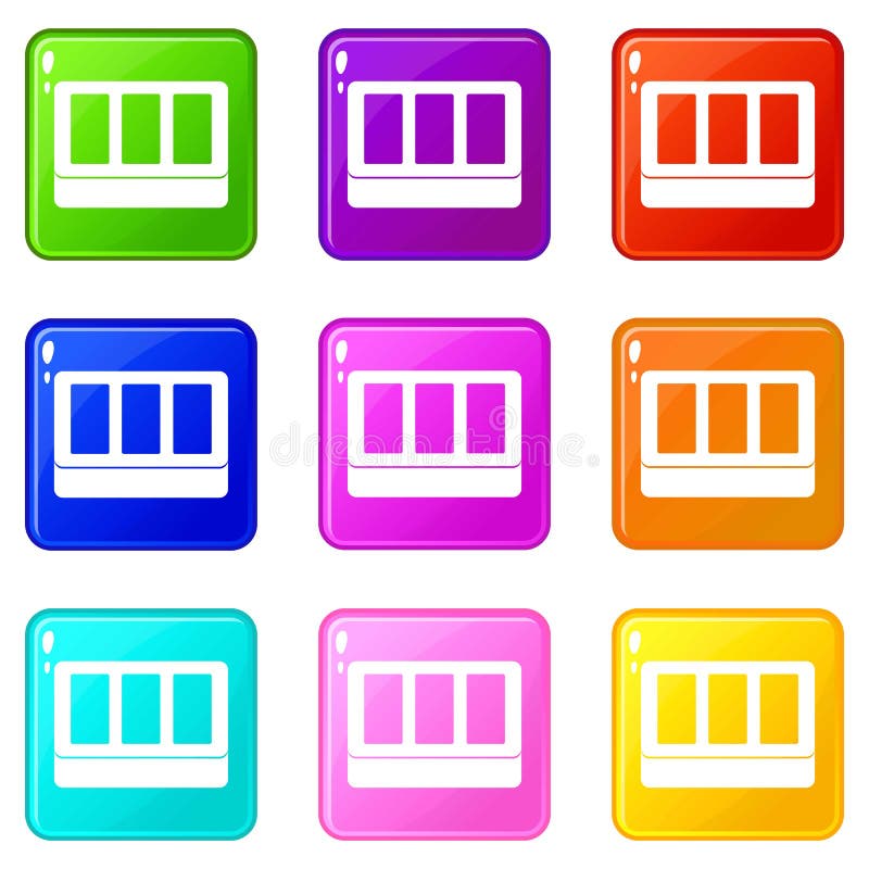 White Window Frame Icons 9 Set Stock Vector - Illustration of light ...