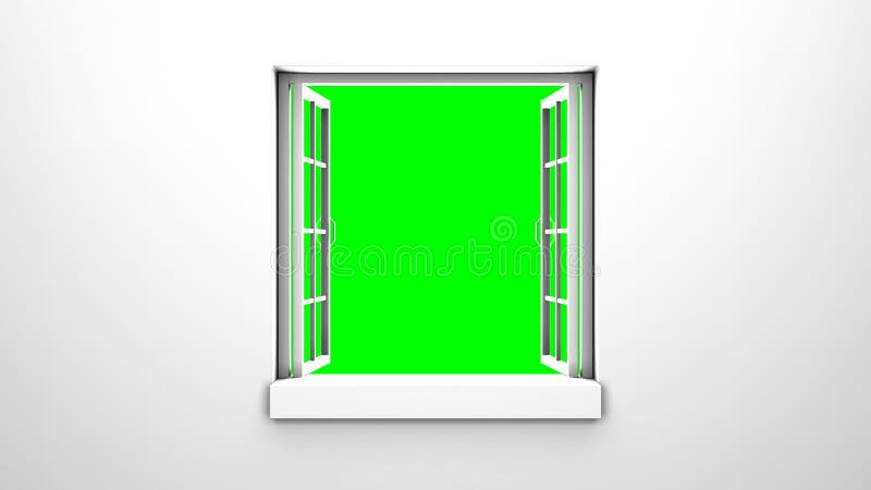 White Window with Green Chroma Key. Stock Illustration - Illustration ...
