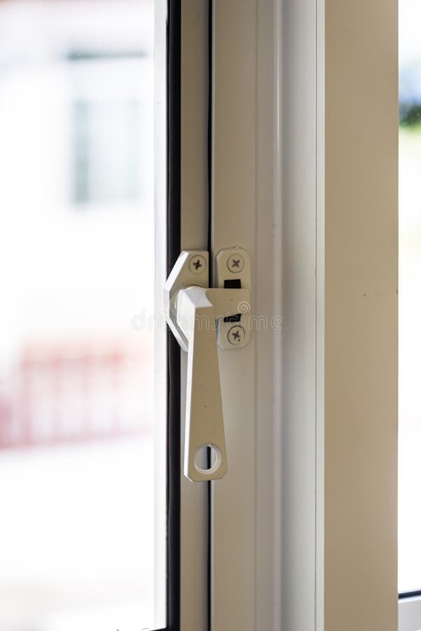 White Window Handle And Latch Stock Image - Image of entrance, entry ...