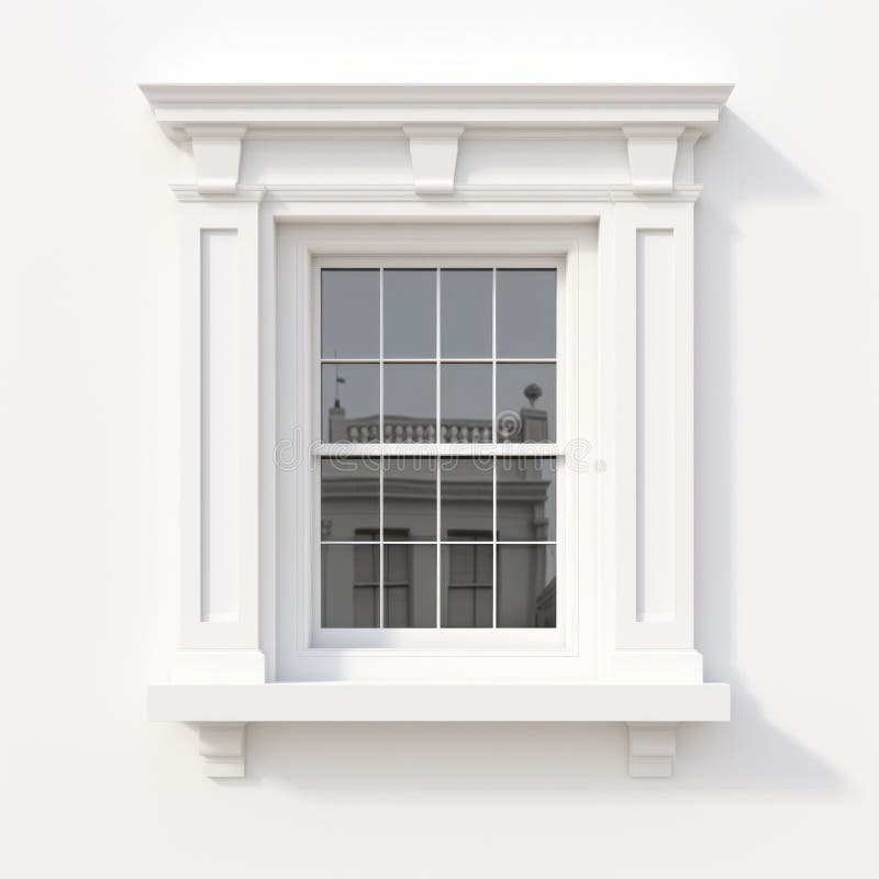 Georgian Window with Carved Ornaments: a Photorealistic Rendering Stock ...