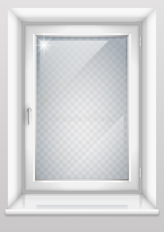 White Window with Transparent Glass Stock Vector - Illustration of ...