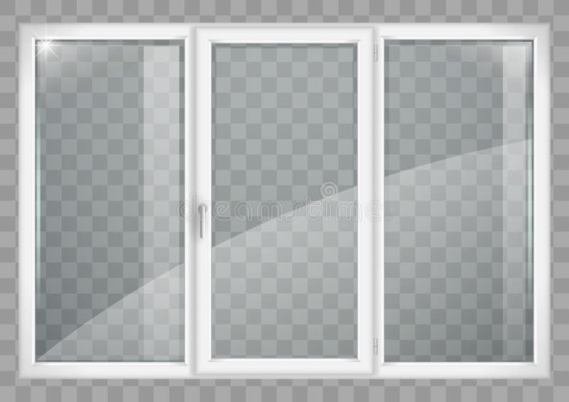 White Window with Transparent Glass Stock Illustration - Illustration ...