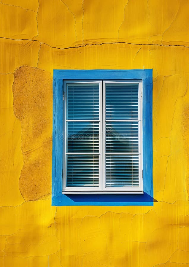 White Window on Yellow Shingled Wall. Typical Colourful Architecture ...