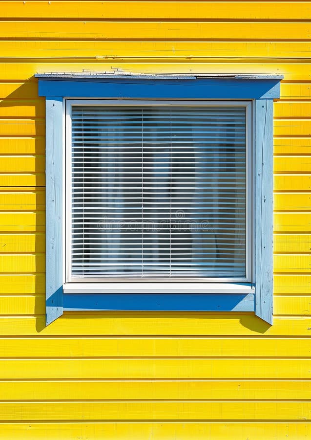 White Window on Yellow Shingled Wall. Typical Colourful Architecture ...