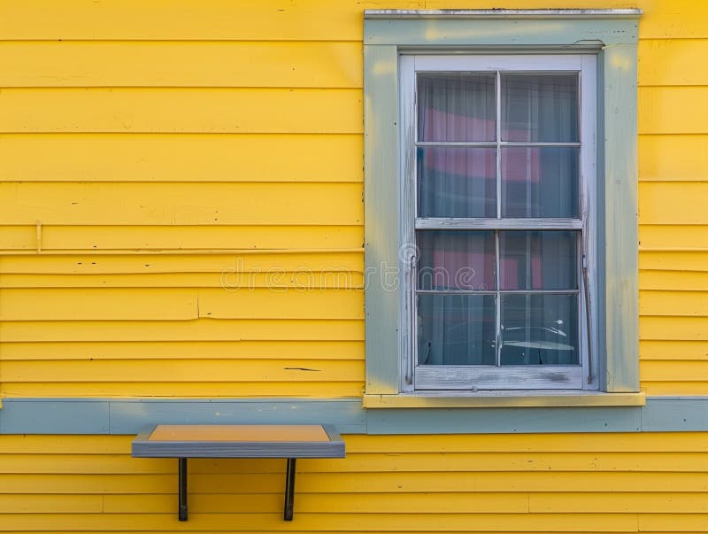 White Window on Yellow Shingled Wall. Typical Colourful Architecture ...