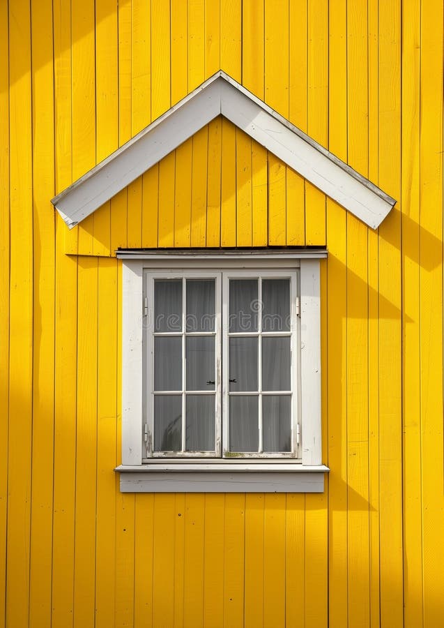 White Window on Yellow Shingled Wall. Typical Colourful Architecture ...