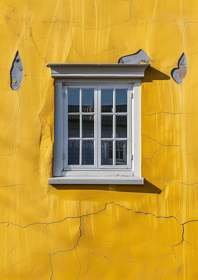White Window on Yellow Shingled Wall. Typical Colourful Architecture ...
