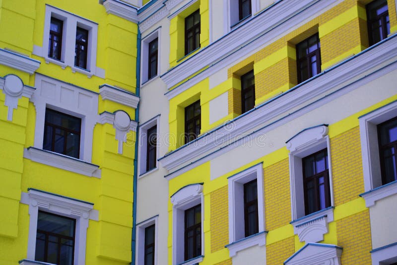 White Windows in a Bright Yellow House Stock Image - Image of yellow ...