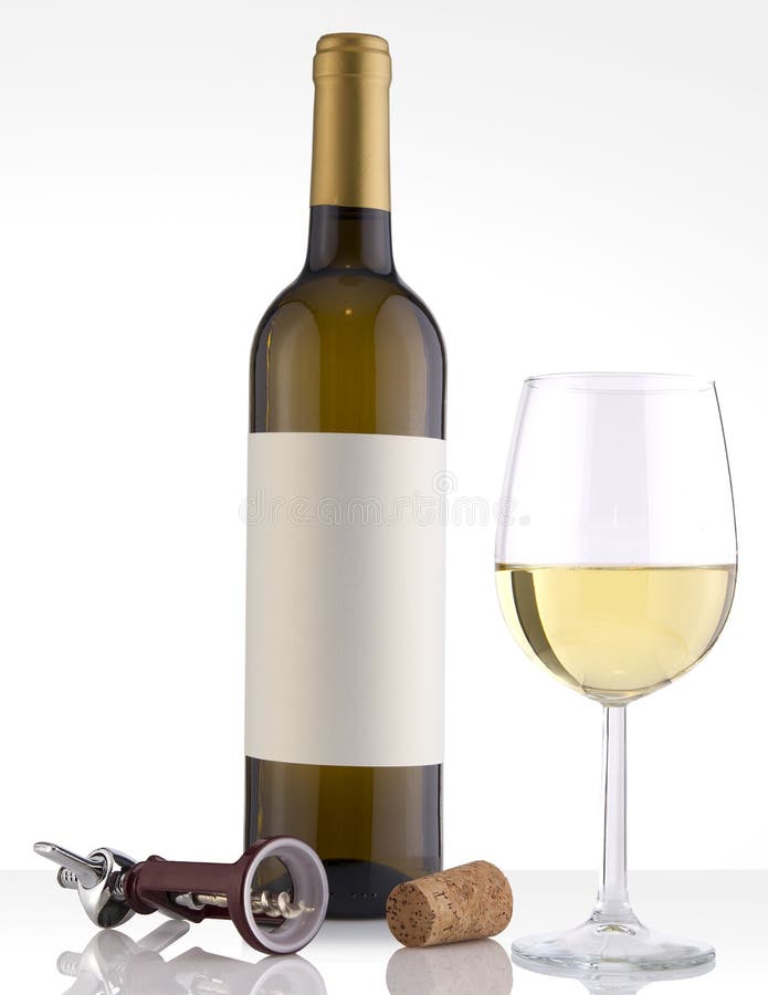 White Wine Bottle in a White Background Stock Image - Image of item ...
