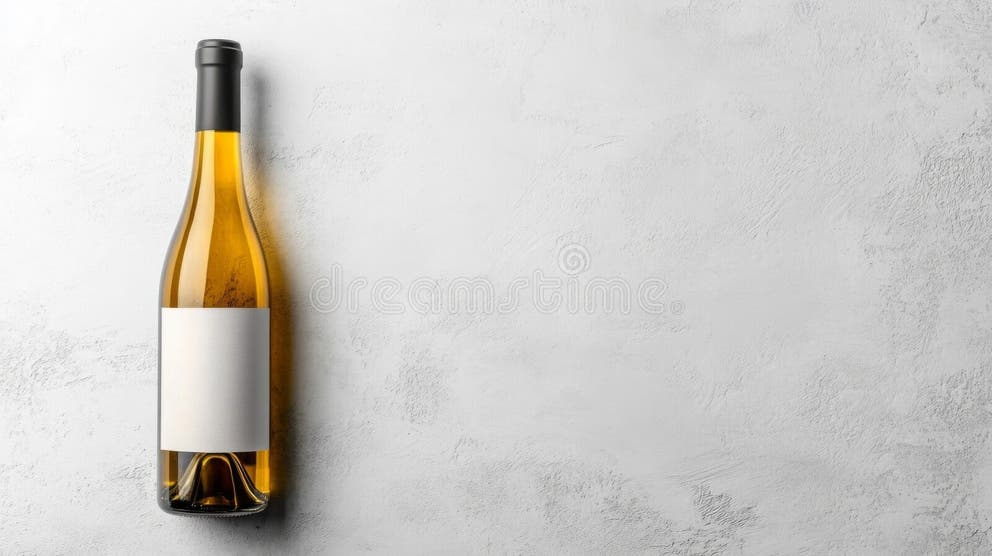 White Wine Bottle with Blank Label on Textured Background Stock ...