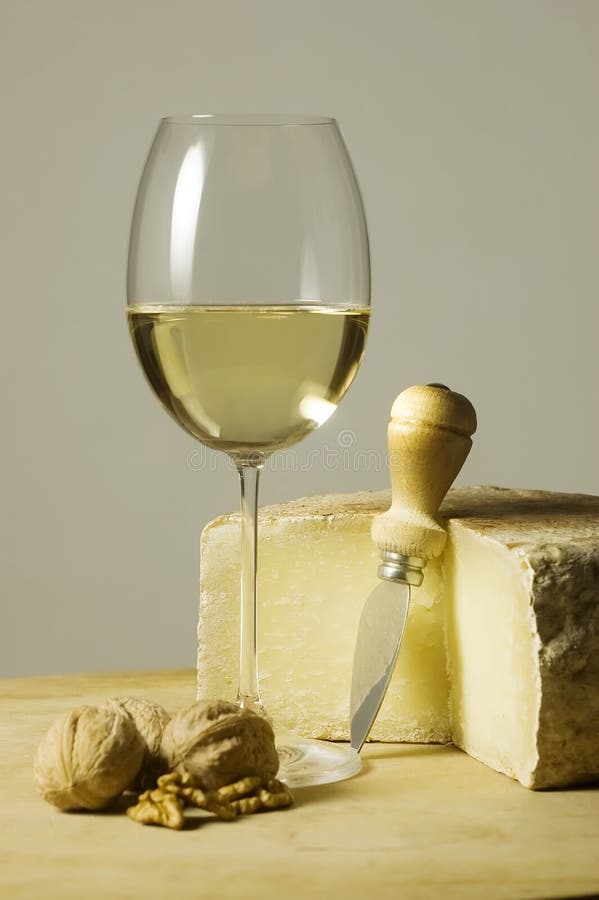 White Wine Glass and Cheese Stock Photo - Image of goblet, meal: 5353354