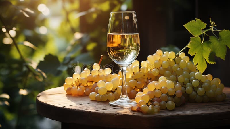 White Wine in Glasses, Green Grapes Stock Image - Image of italian ...