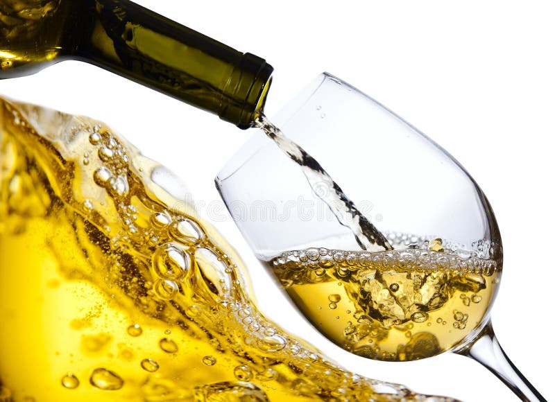 White Wine Isolated on White Background Stock Photo - Image of flow ...