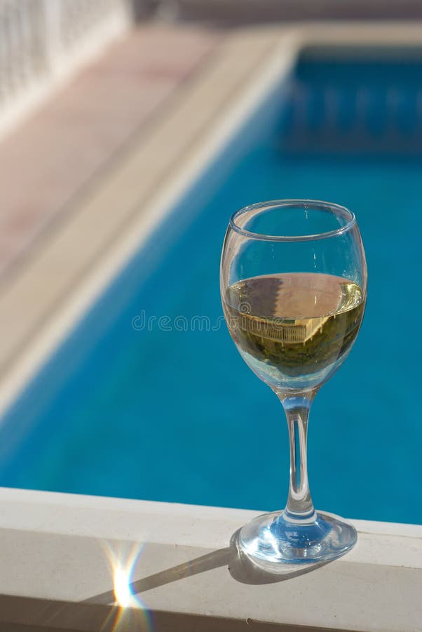 White wine poolside stock image. Image of fresh, alcohol - 16288117