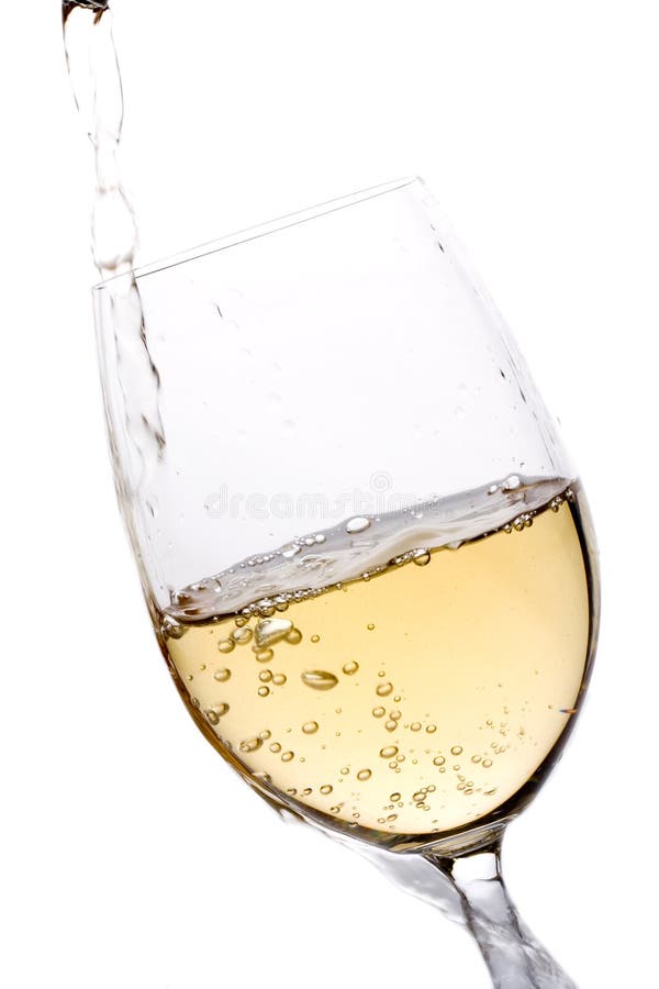White Wine Poured into a Glass Stock Image - Image of bottle, backlight ...