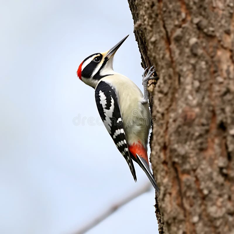 White-Winged Woodpecker in Mid Pecking Action Stock Illustration ...