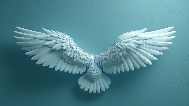 White Wings on Blue Textured Wall, Artistic Decoration. Concept of ...