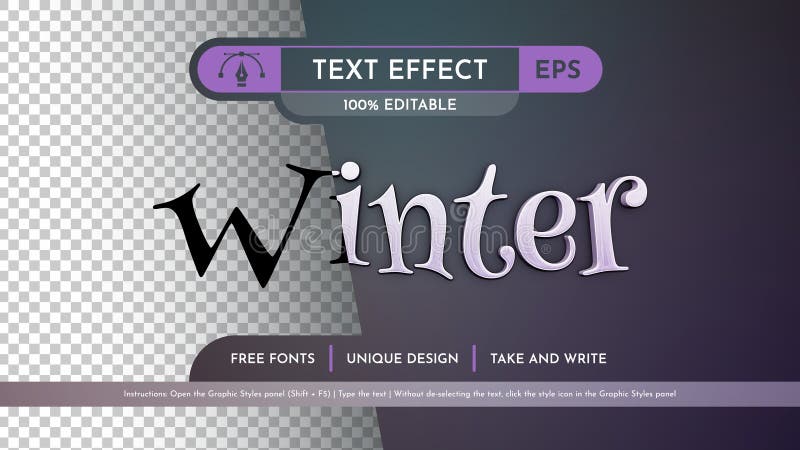 White Winter - Editable Text Effect, Font Style Stock Vector ...