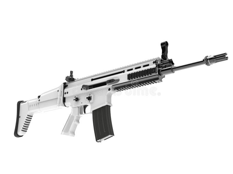 White Winter Modern Assault Rifle - Front View Closeup Shot Stock ...
