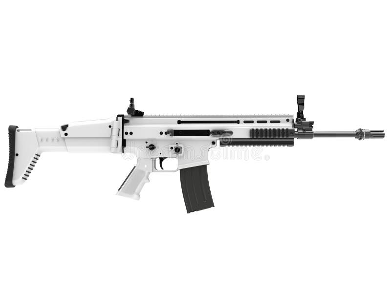 White Winter Modern Assault Rifle - Side View Stock Illustration ...