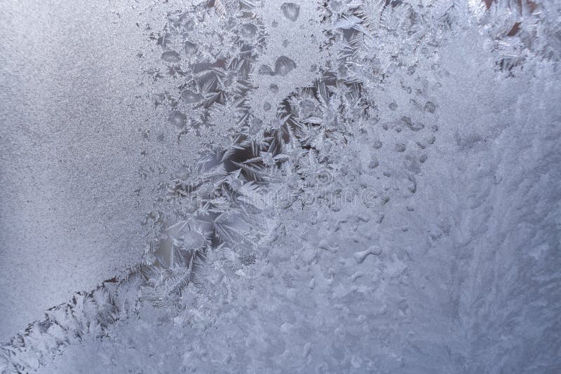 White Winter Window Pane with Ice Pattern with Frozen Drops. Stock ...