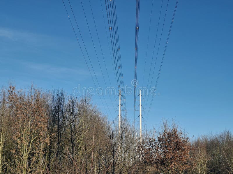 White Wintrack Pylons with High Voltage Power Lines in Bleiswijk Stock ...