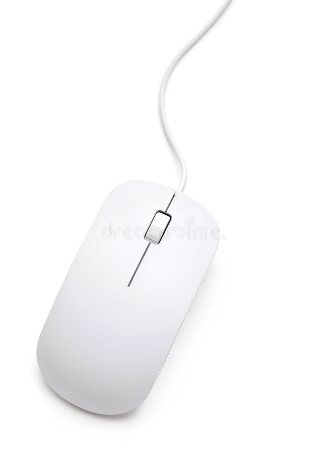 White Wired Computer Mouse, Top Side View, Stock Image - Image of ...