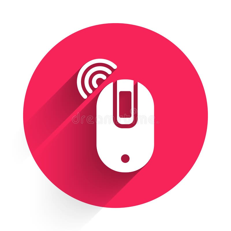White Wireless Computer Mouse Icon Isolated with Long Shadow. Optical ...