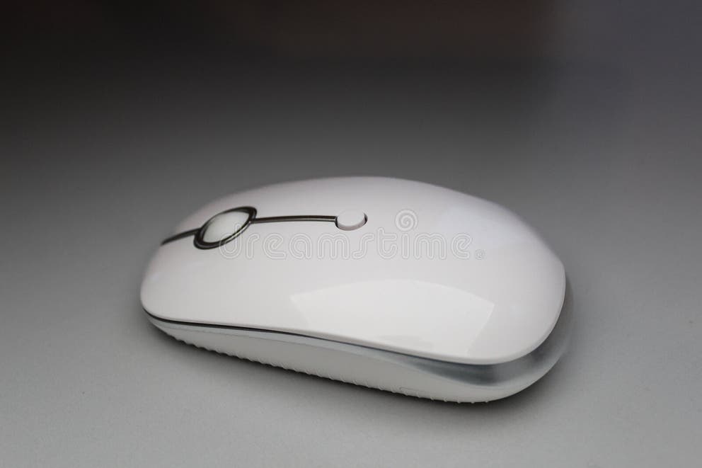 White Wireless Computer Mouse Isolated on Dramatic Technology Modern ...