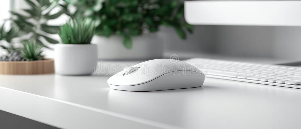 A White Wireless Computer Mouse with Matte Finish Sits Elegantly on ...