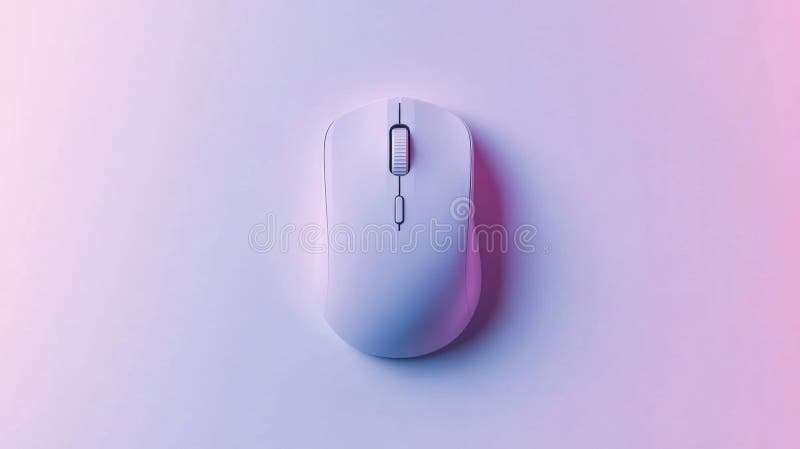 White Wireless Computer Mouse on Purple and Pink Gradient Background Stock Illustration ...