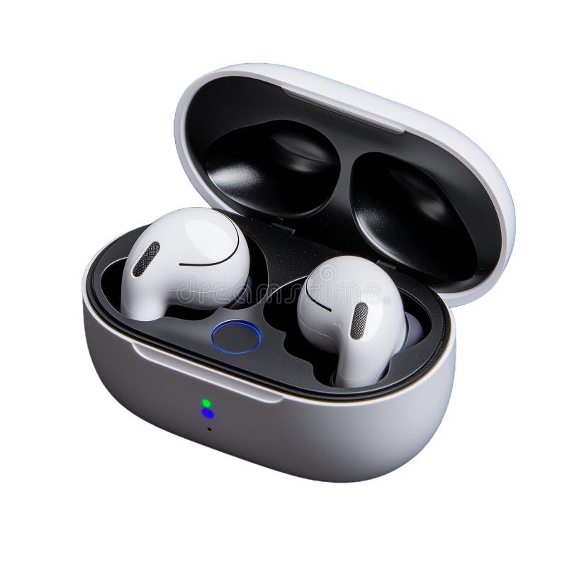 White Wireless Earbuds Charging Case Transparent Background Stock ...