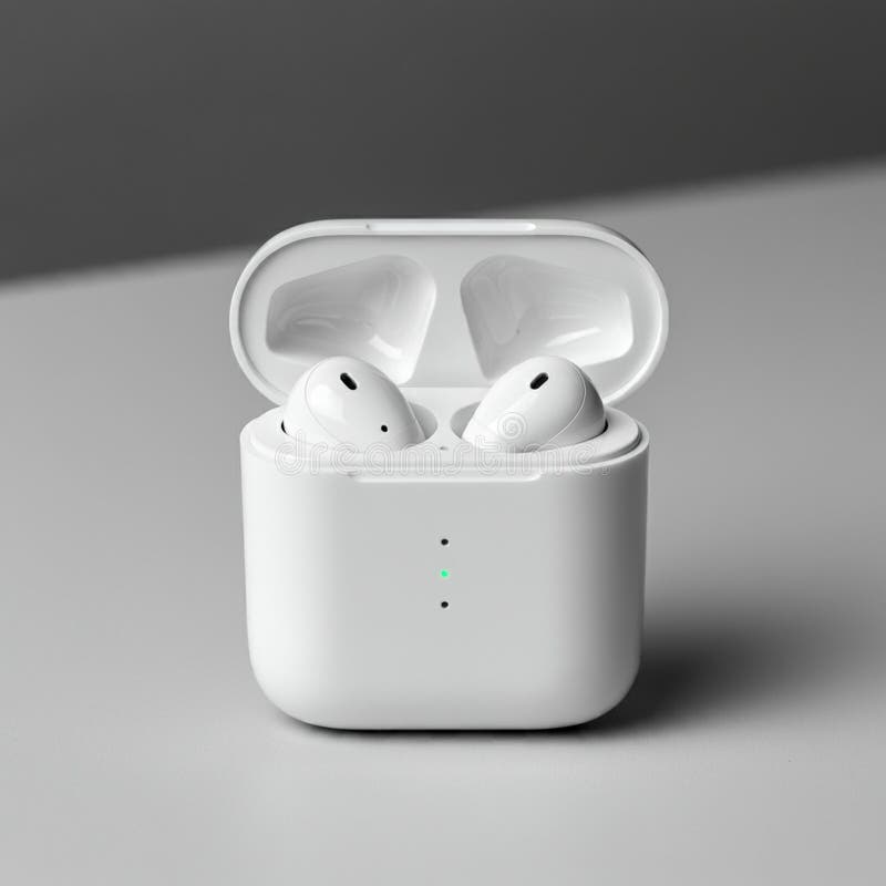 White Wireless Earbuds Rest in an Open Charging Case. the Sleek ...