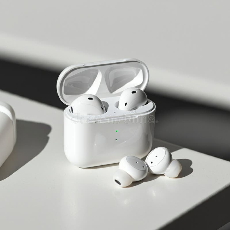 AI Generated Stylish Earpods in Charging Case with Soft Ambient ...