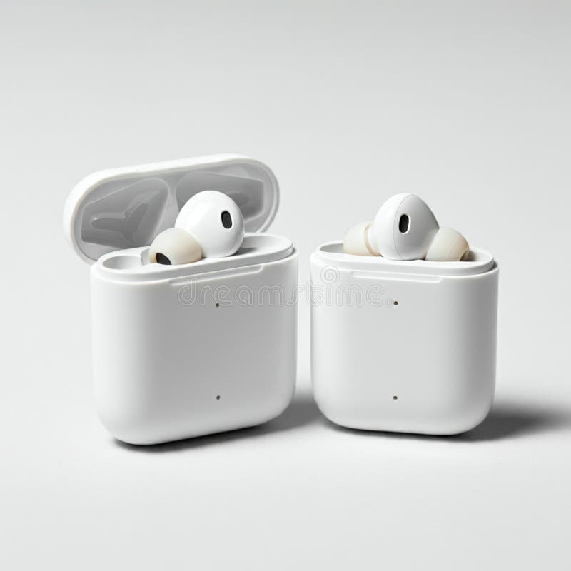 AI Generated Futuristic Transparent Earpods with Digital Interface and ...