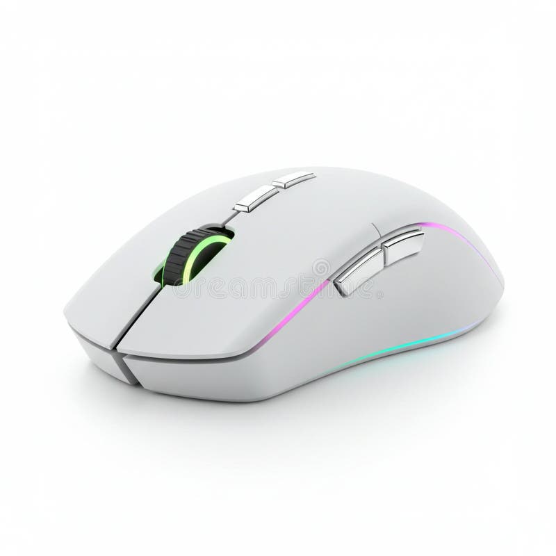 White Wireless Gaming Mouse with a Smooth Surface, Featuring LED ...