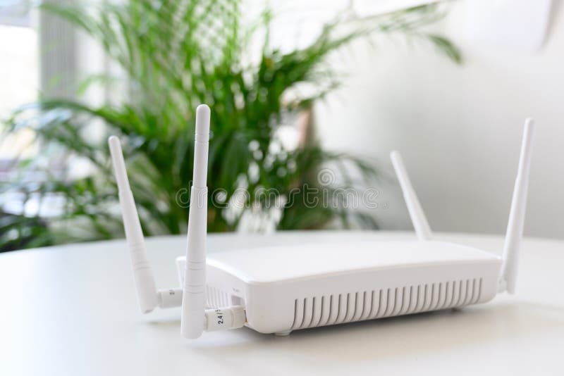 White Wireless Internet Router with Connection for Ethernet and Console ...
