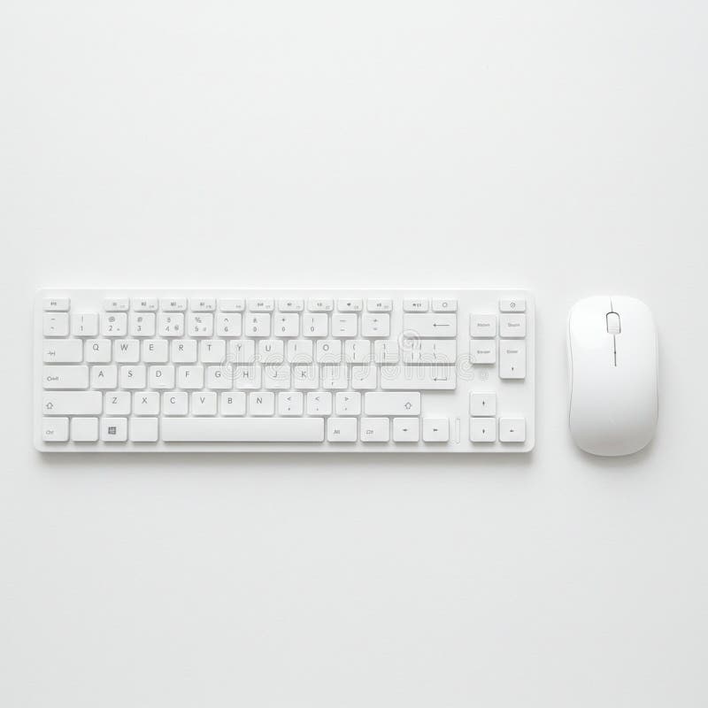 A White Wireless Keyboard and Mouse Set on a Plain, Light-colored ...