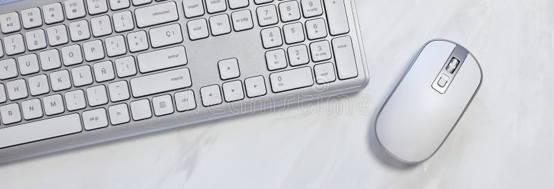 White Wireless Keyboard and Mouse on Table, Pc Equipment Stock Image ...