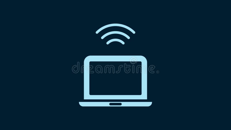 White Wireless Laptop Icon Isolated on Blue Background. Internet of ...
