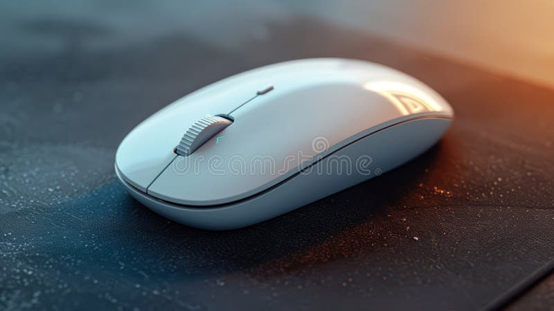White Wireless Mouse on a Black Textured Surface. Stock Photo - Image ...