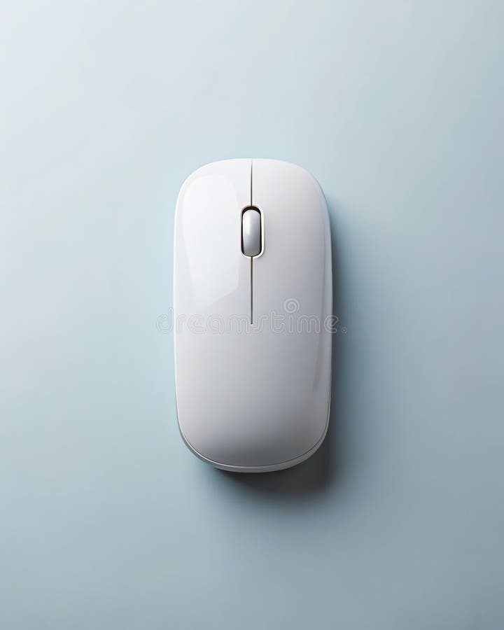 White Wireless Mouse with Scroll Wheel on Clean Surface Stock Photo ...