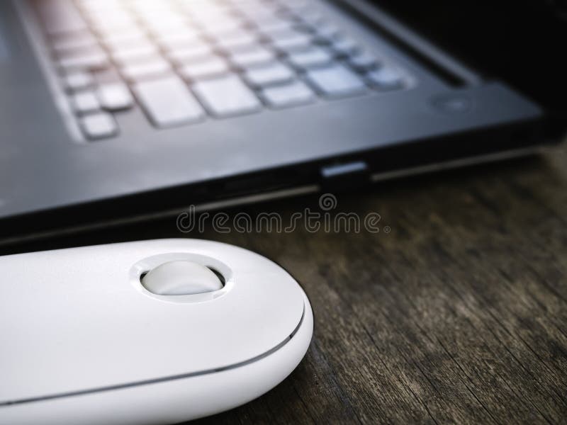 White Wireless Mouse on Wooden Desk Stock Image - Image of clean ...